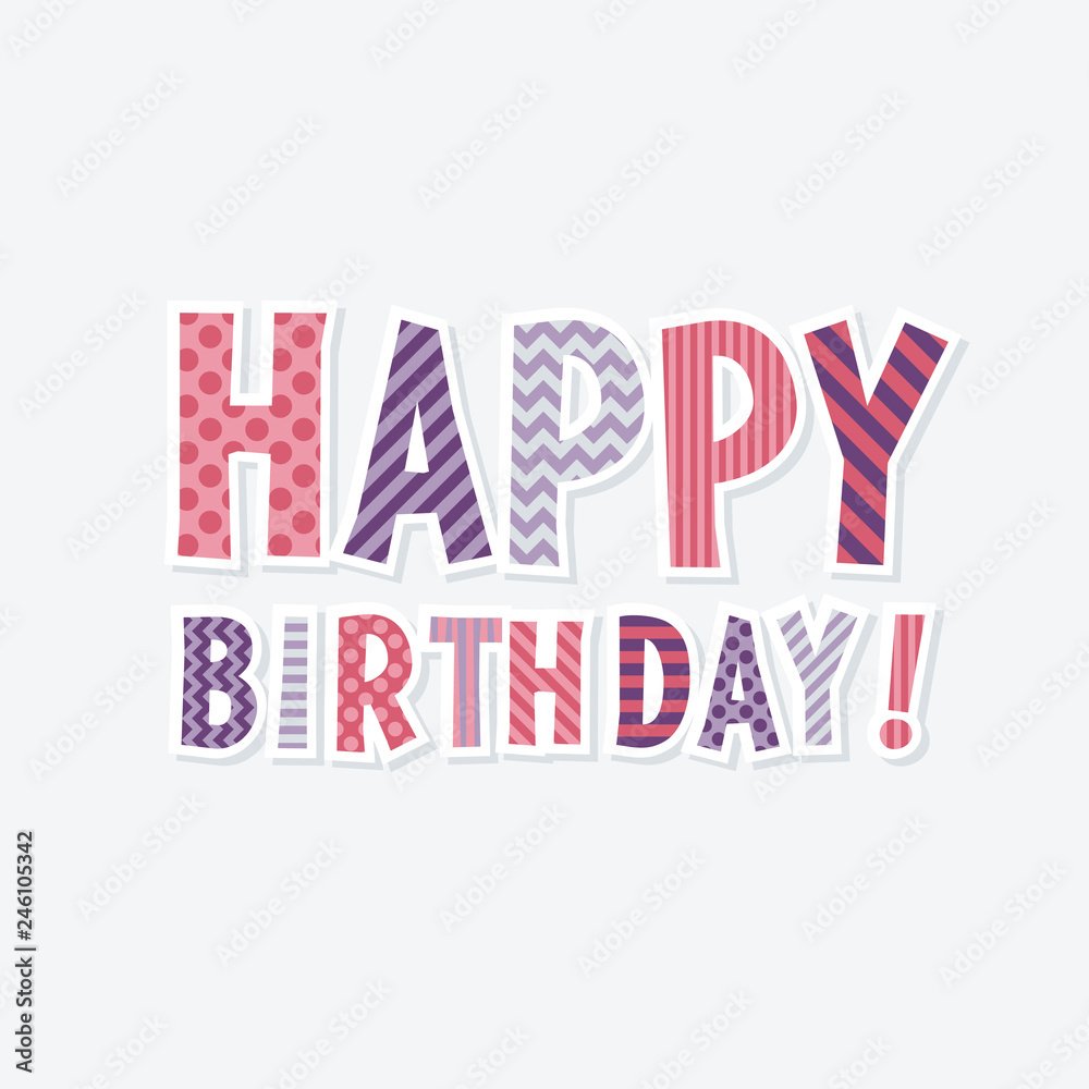 Vector happy birthday text. Cute color letters. Stock Vector | Adobe Stock