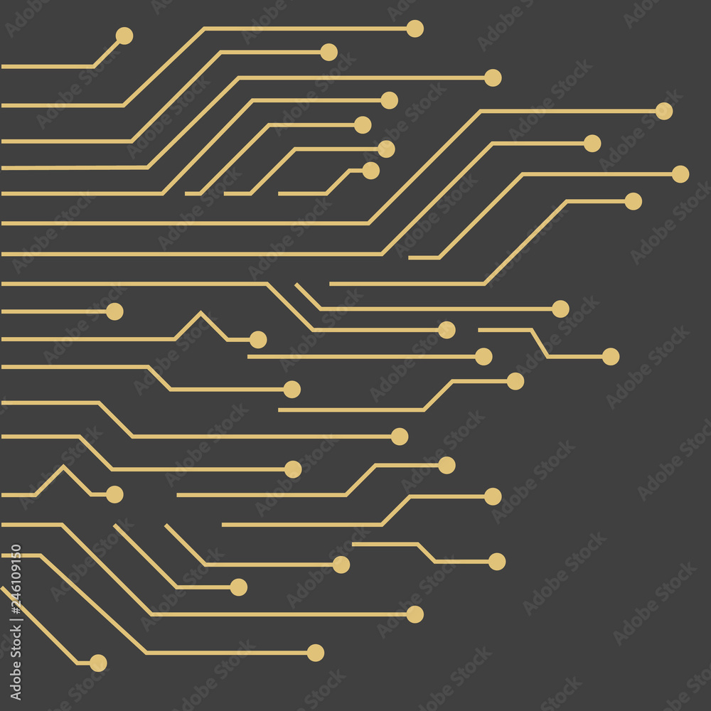 Vector Background with gold circuit board. Circuit Board Technology ...