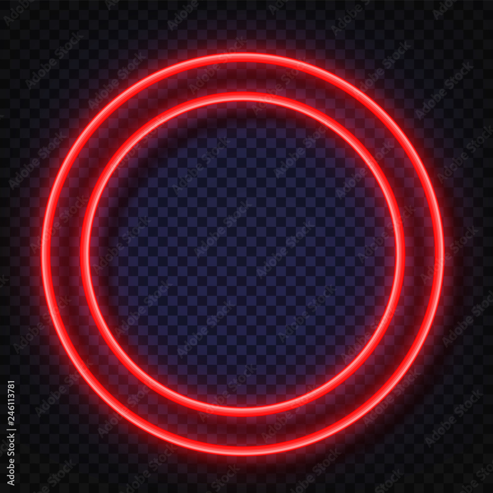 Neon light round banners . Vector Neon light frame sign. Realistic ...