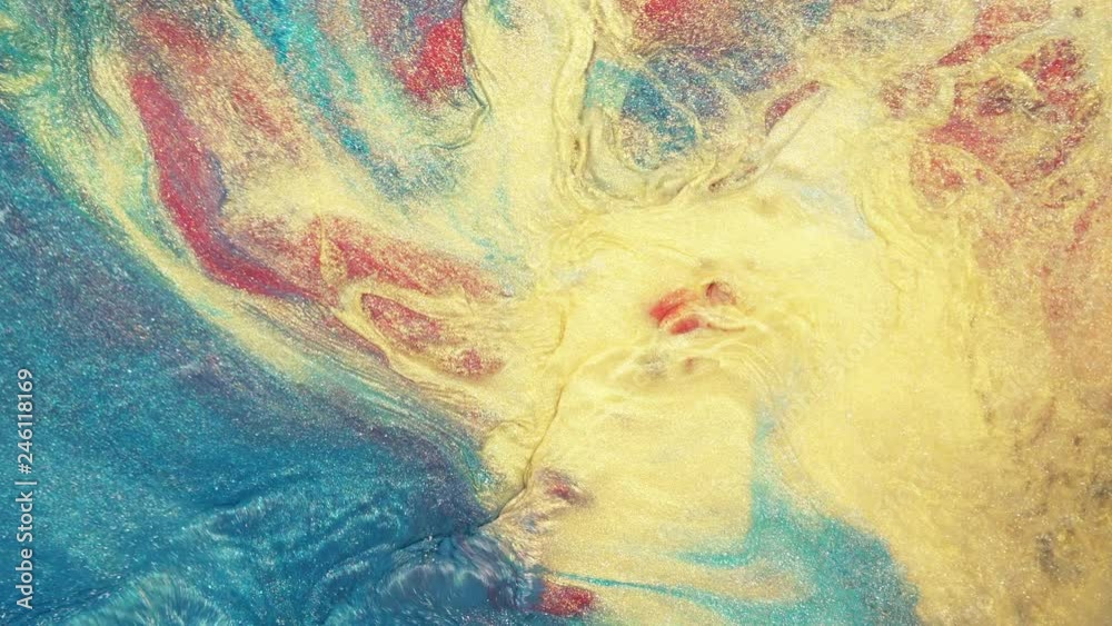 Stockvideo Colorful sparkling paints mix in beautiful patterns. Oil ink ...