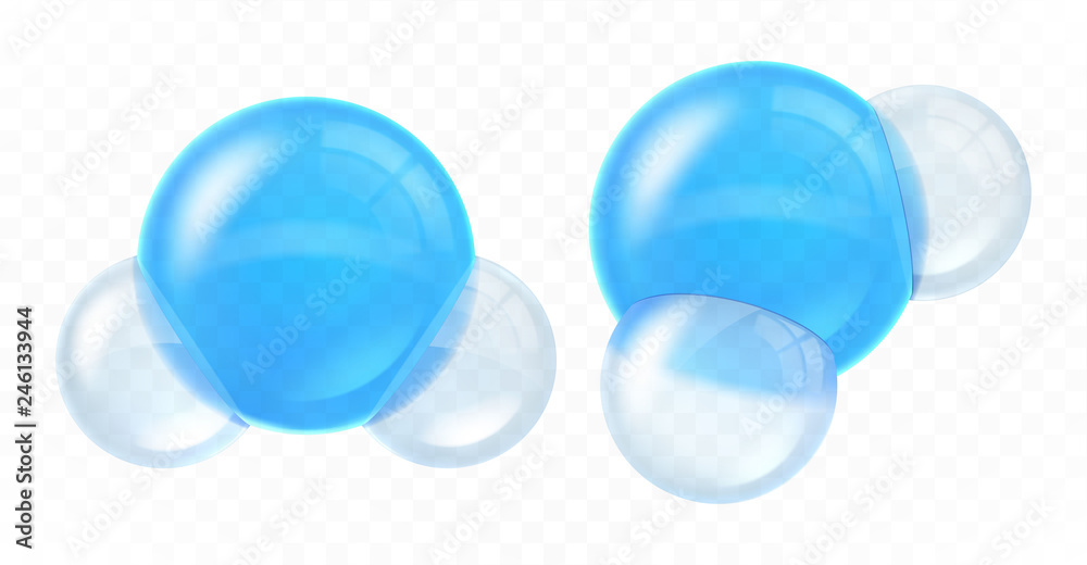 Set of molecules water isolated on transparent background. Realistic ...