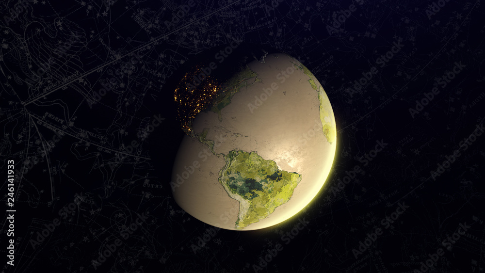 Old, vintage, planet Earth view, showing the terrain. Based on NASA ...