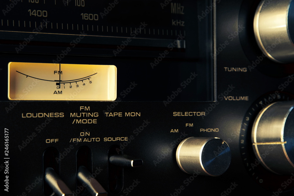 Foto de Vintage hi-fi receiver.Meloman technician.Volume control knob ...