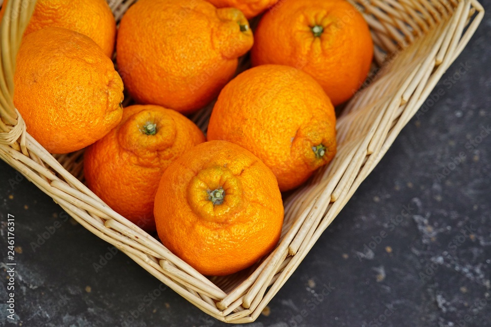 Sumo citrus giant mandarin orange fruit Stock Photo | Adobe Stock