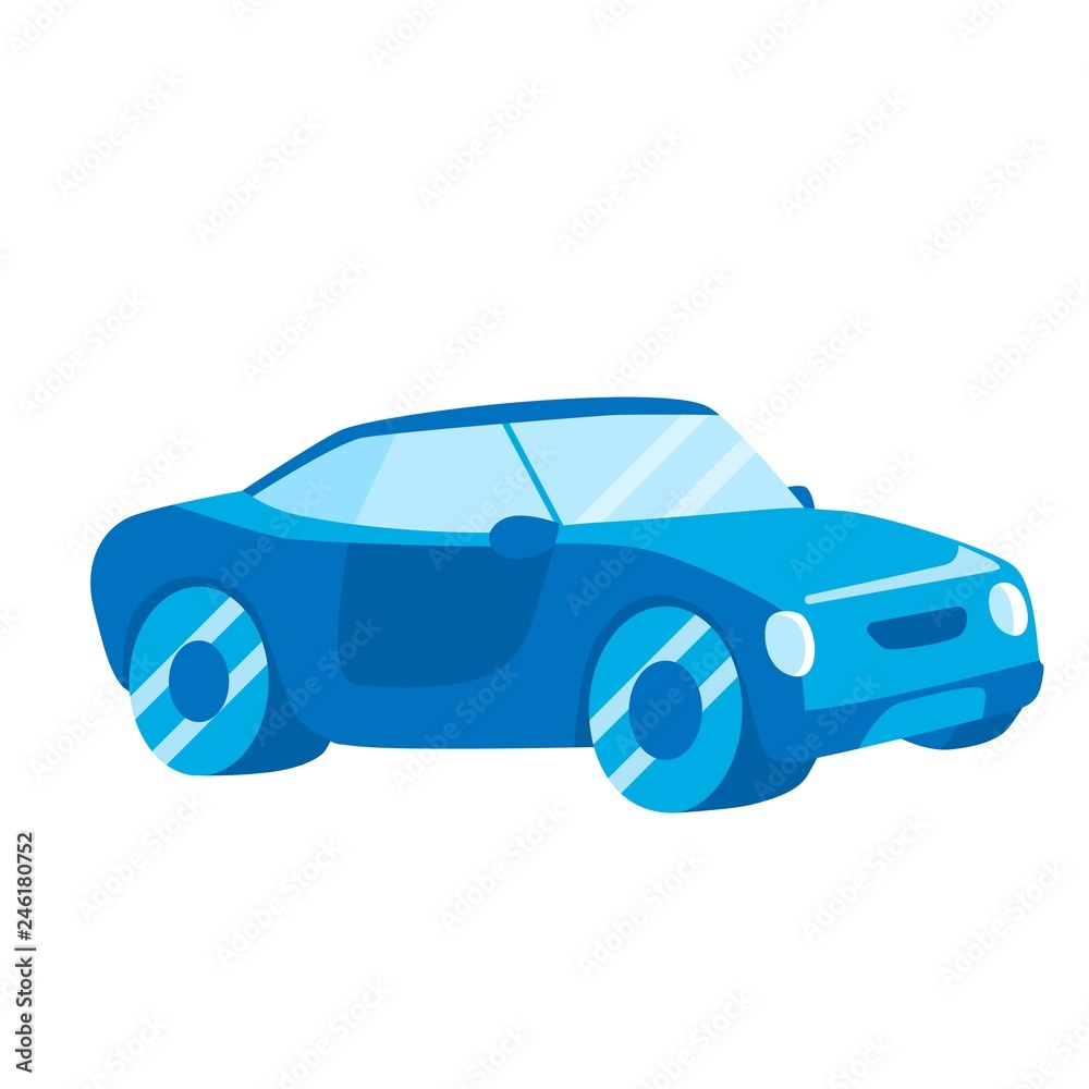 Blue car icon in a flat design. Vehicle logo. Isolated vector ...