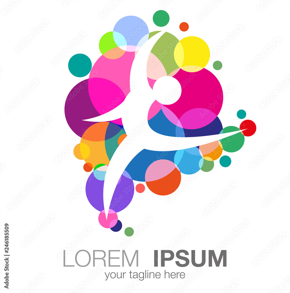 Vector abstract, colorful gymnasts do gymnastic movements as logos or ...