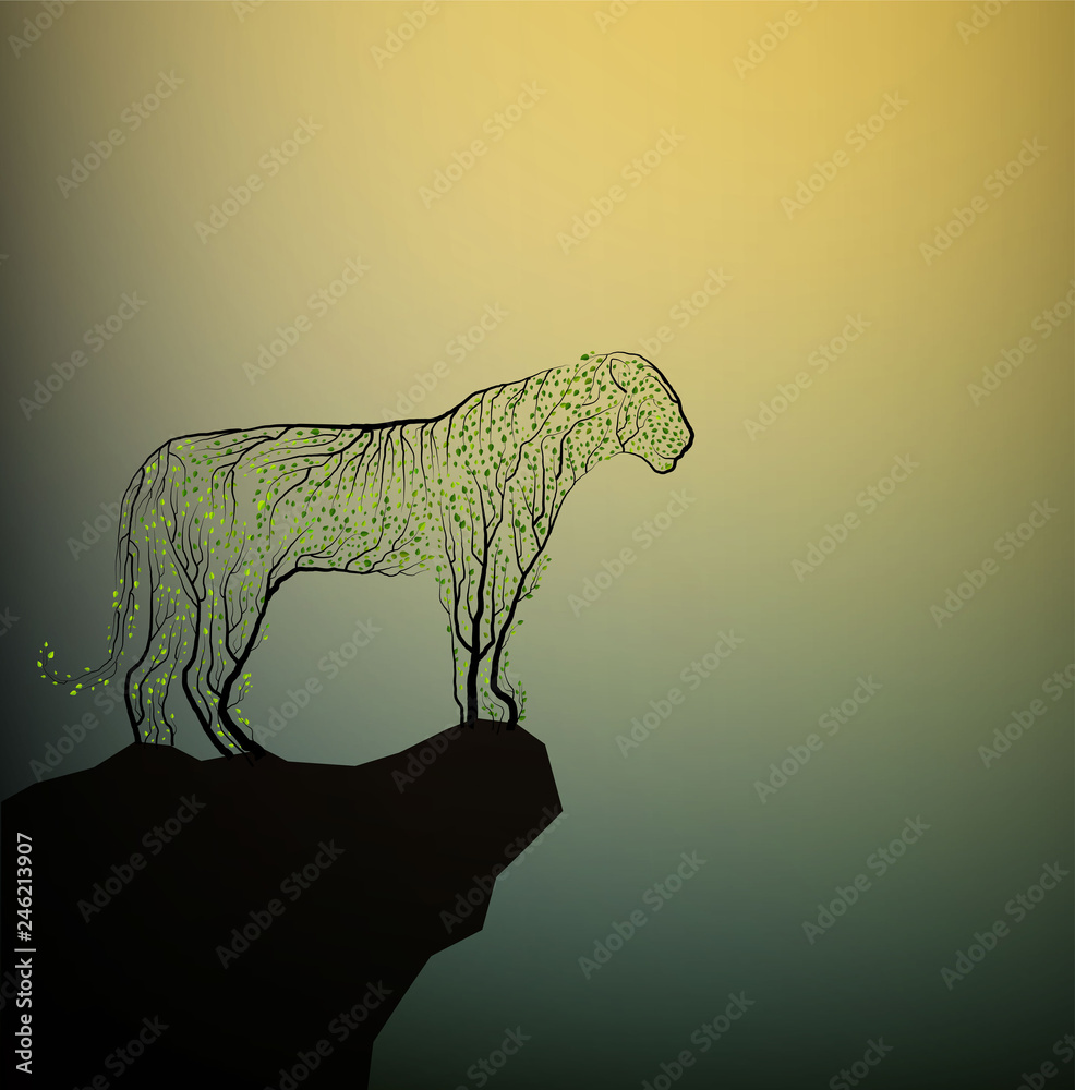 tiger extinction concept, spirit of dying tigers due the forest ...