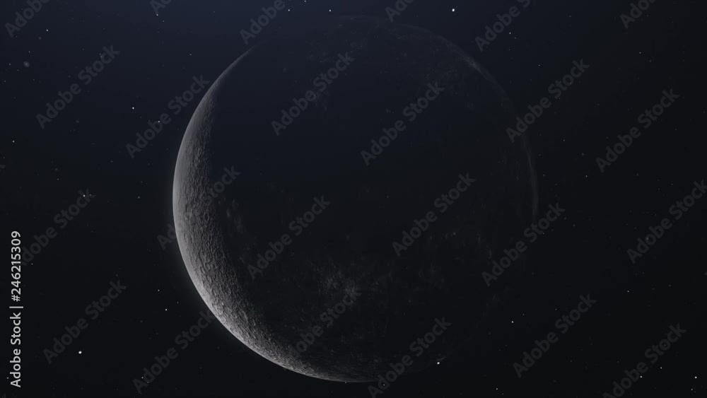 Moon rotating around its orbit. 3D animation of Earth's satellite ...