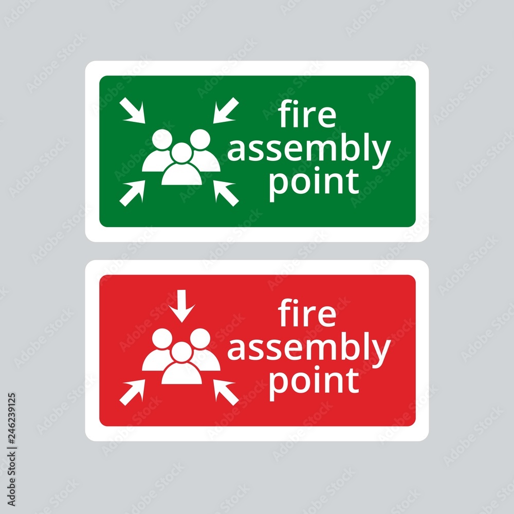 fire assembly point sign in flat design Stock Illustration | Adobe Stock