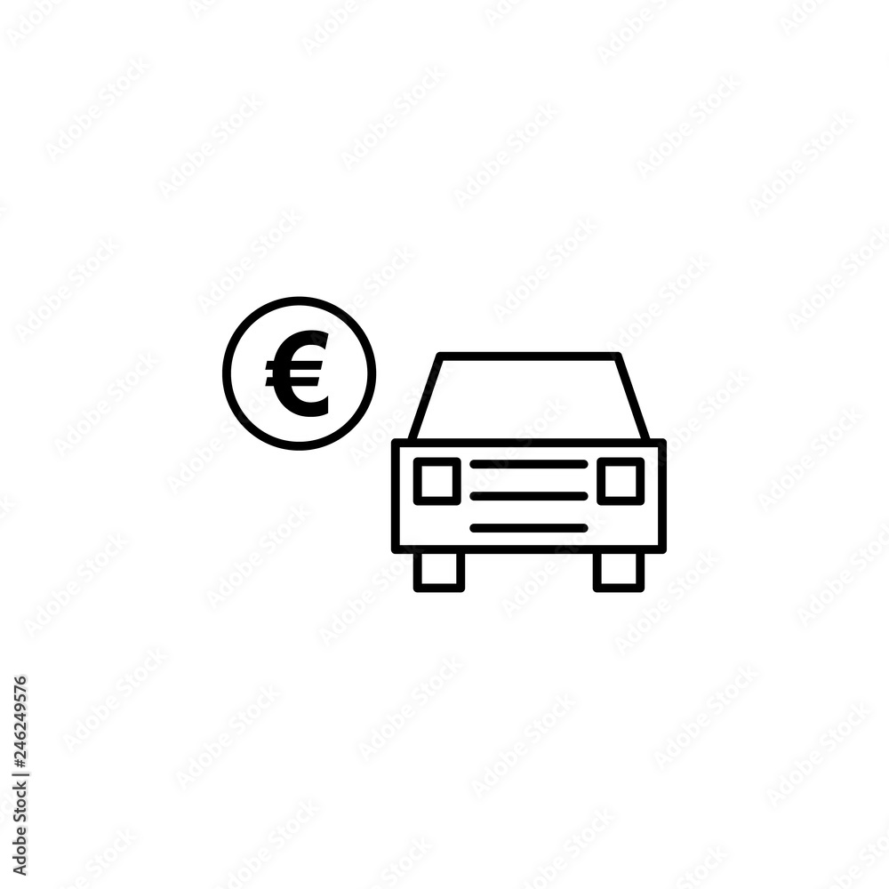 car, euro, symbol outline icon. Can be used for web, logo, mobile app ...