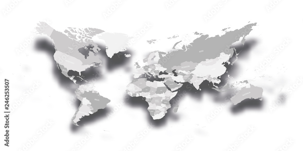 Modern political map of World. Distorted design with bent corners and ...