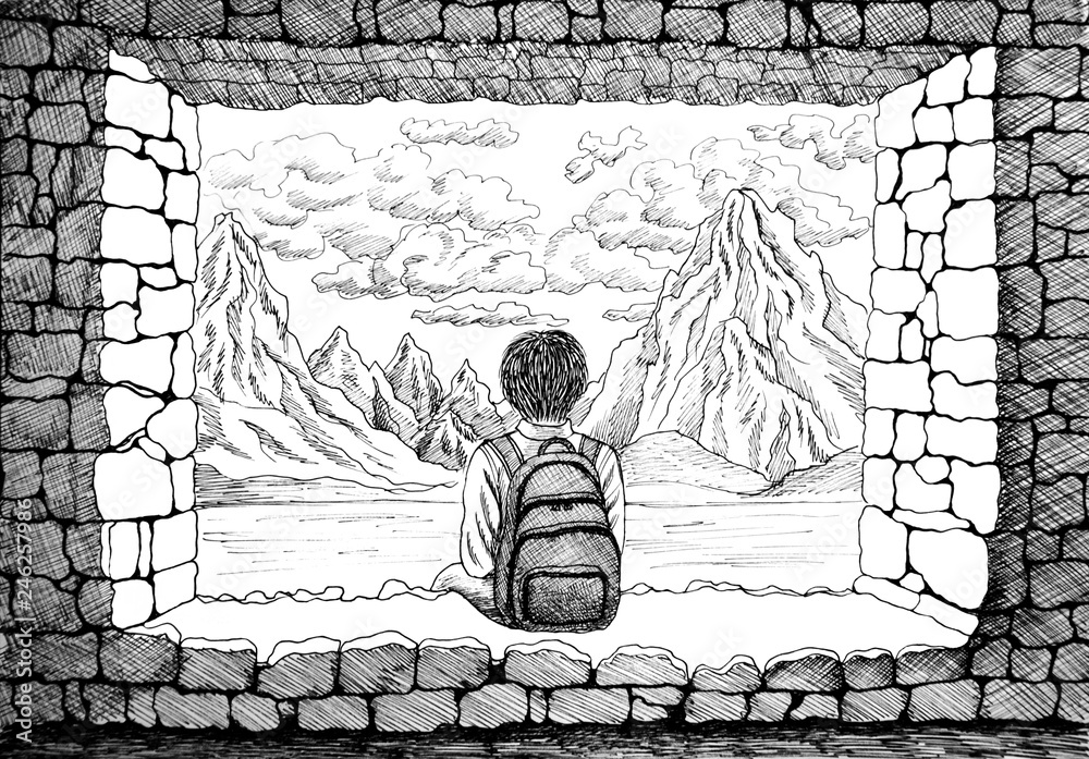 Looking Through A Window Drawing