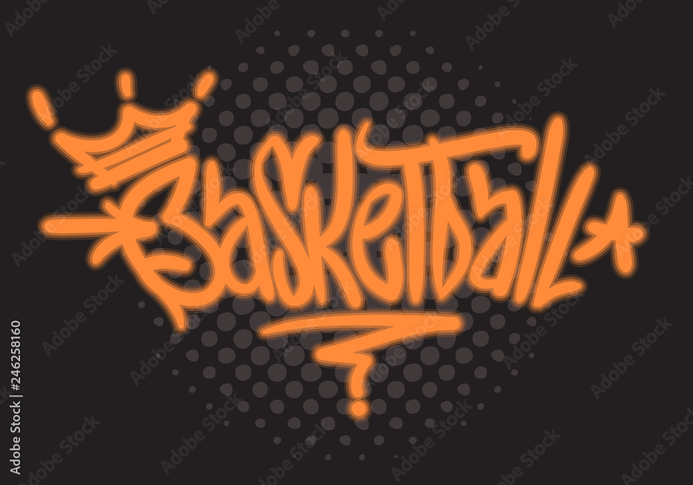 Basketball Themed Hand Drawn Brush Lettering Calligraphy Graffiti Tag ...