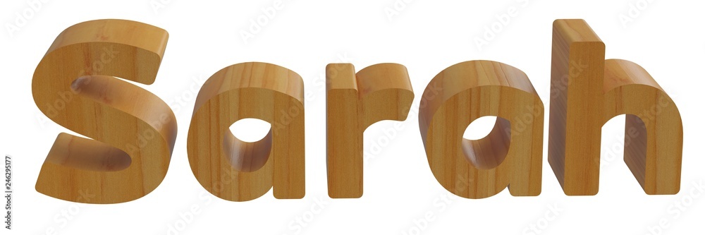 sarah in 3d name with wooden texture Stock Photo | Adobe Stock