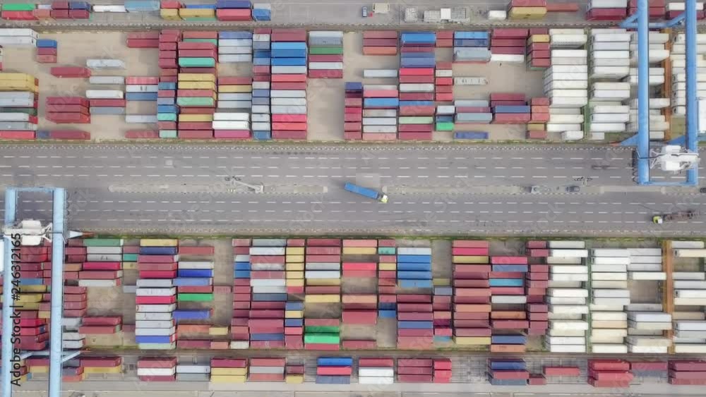 Transtainer yard - Various brands and colours of Shipping containers ...