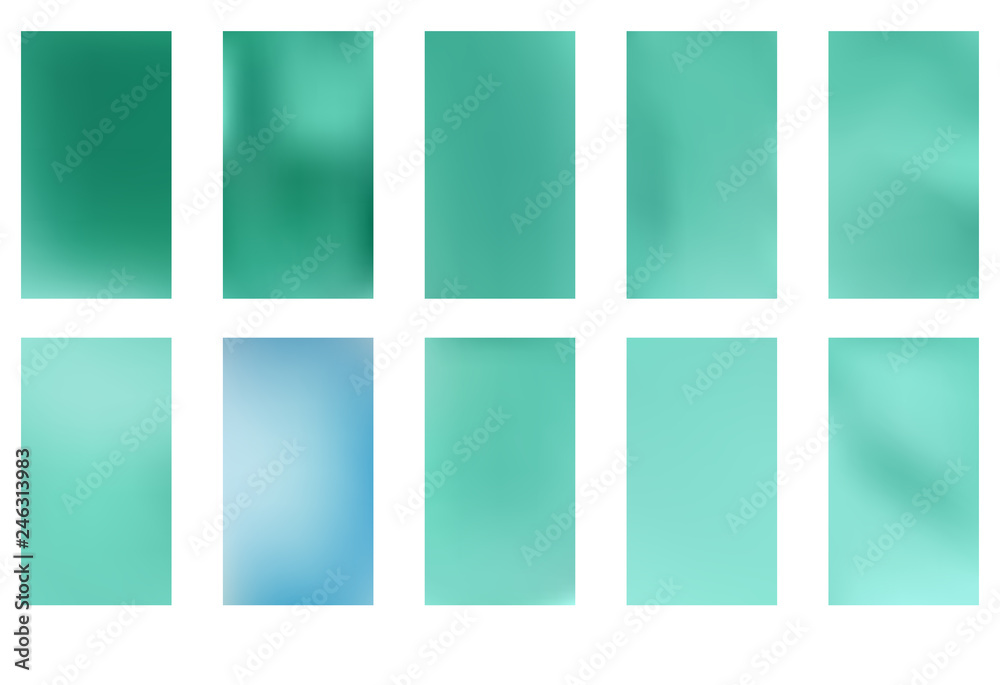 Abstract green and blue blurred gradient background with light. Nature ...