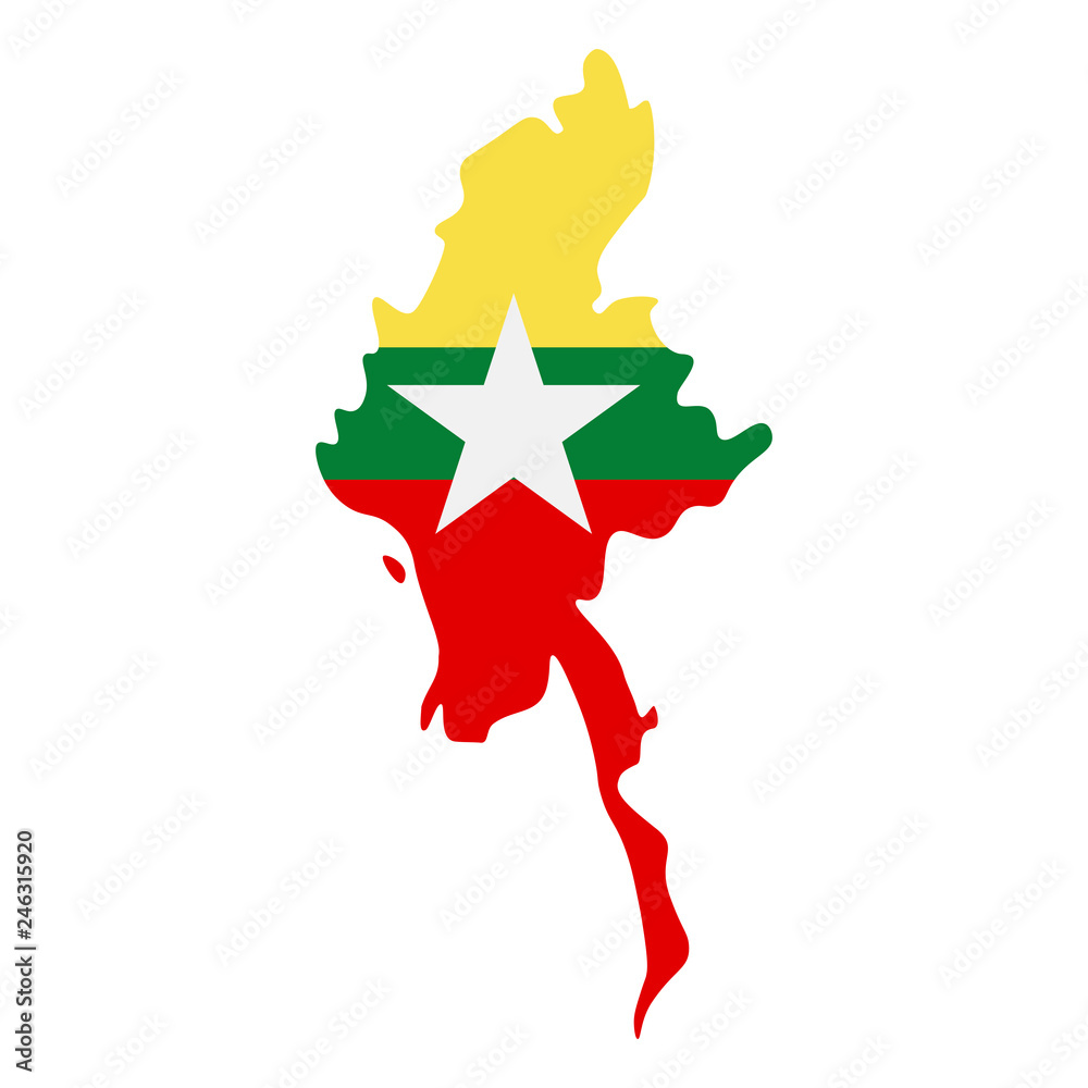 map of Myanmar - flag Stock Vector | Adobe Stock