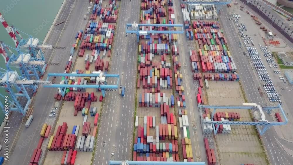 Transtainer yard - Various brands and colours of Shipping containers ...