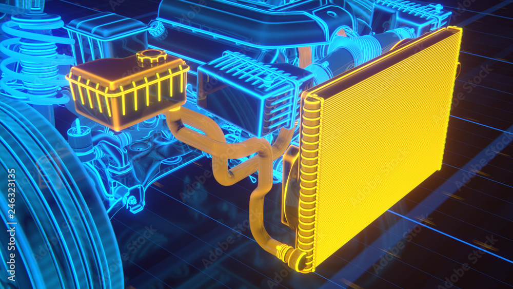 Car structure - Cooling System 3d rendering Stock Illustration | Adobe ...