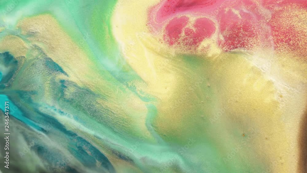 Video „Colorful sparkling paints mix in beautiful patterns. Oil ink of ...