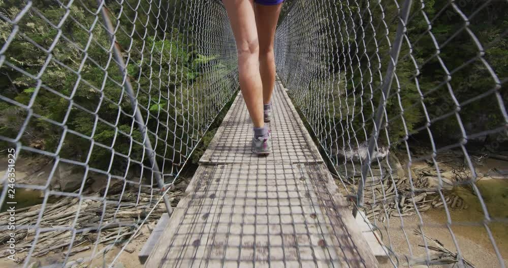 Hiking. Woman tramping in New Zealand, Abel Tasman National Park. Young ...