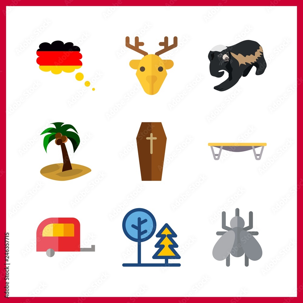 9 forest icon. Vector illustration forest set. germany and deer icons ...