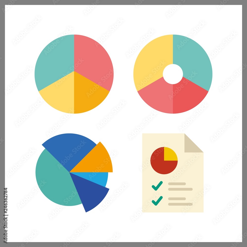 4 infographics icon. Vector illustration infographics set. pie chart ...