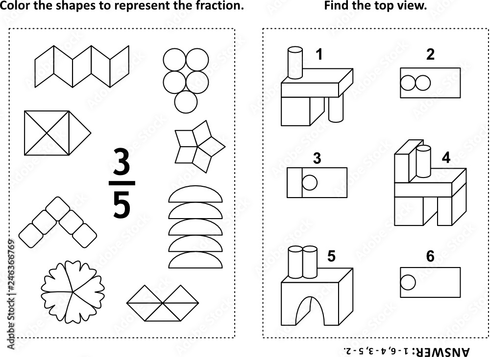 Two visual math puzzles and coloring pages. Color the shapes to ...
