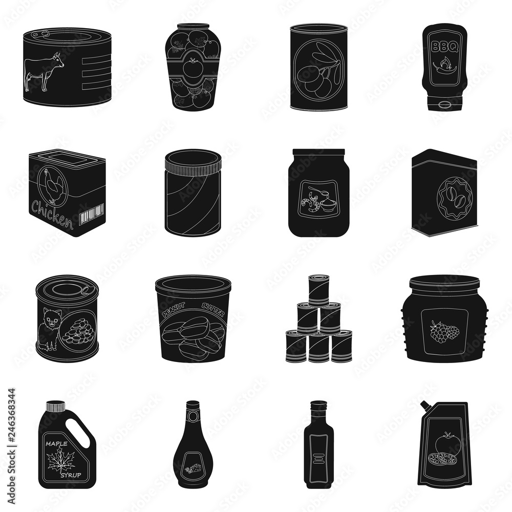 Vector design of can and food logo. Collection of can and package stock ...