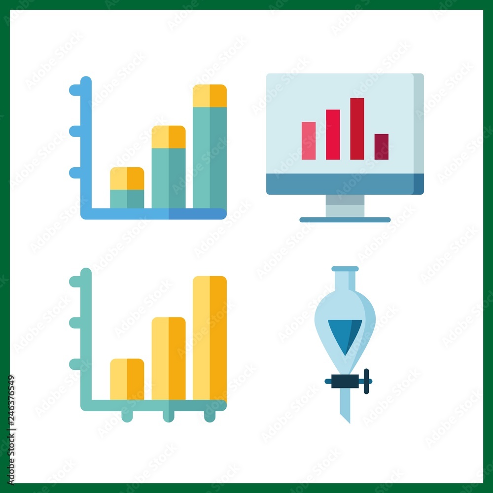 4 target icon. Vector illustration target set. bar chart and funnel ...