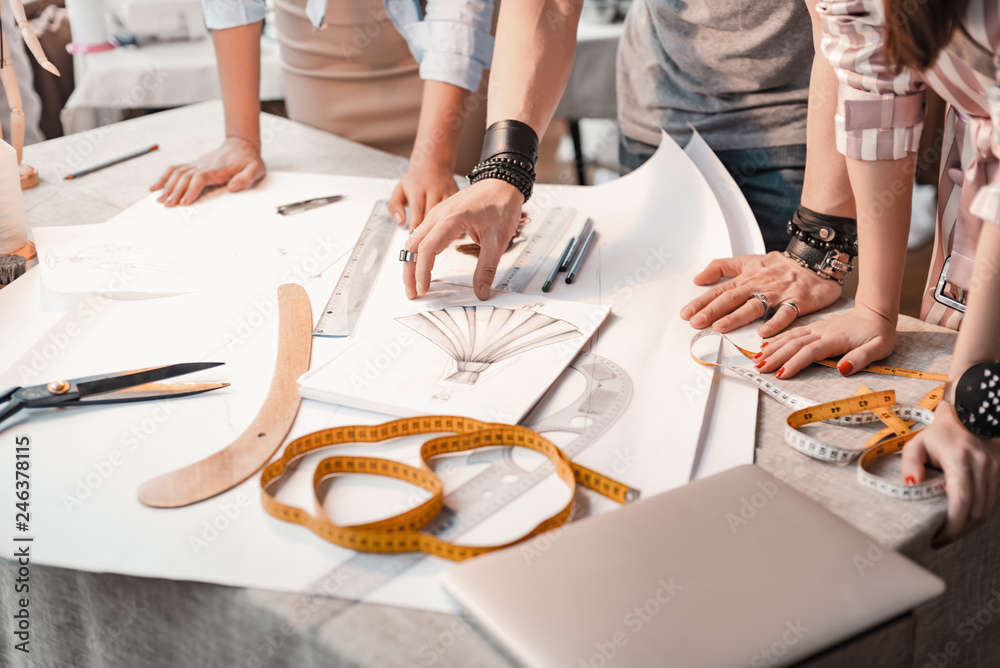 Concept of new design. Drawing new project layout, cropped photo Stock ...