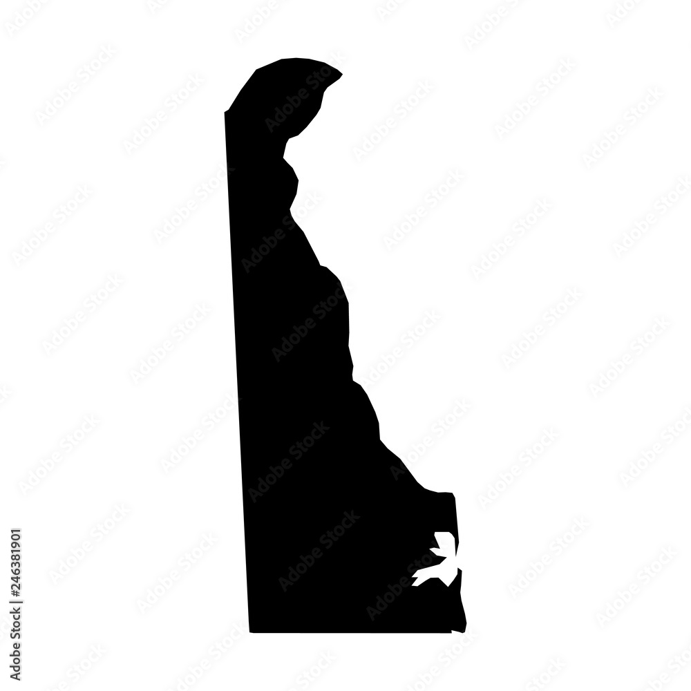 Delaware, state of USA - solid black silhouette map of country area ...