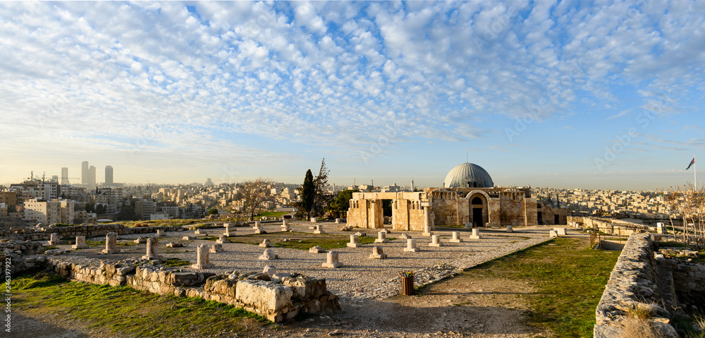 Amazing view of the beautiful Umayyad Palace in the Amman Citadel ...