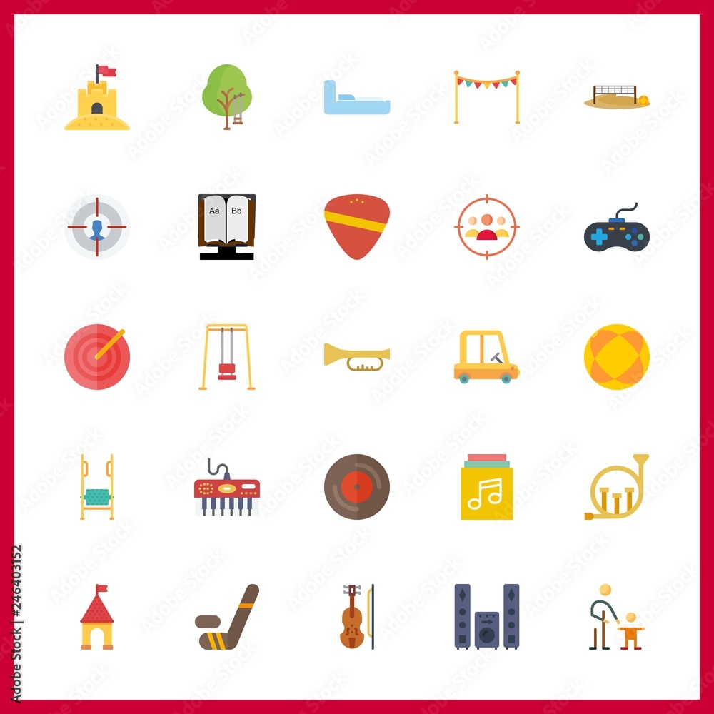 25 play icon. Vector illustration play set. voleyball ground and vinyl ...