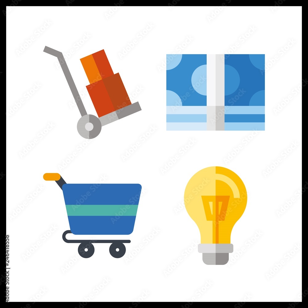 4 push icon. Vector illustration push set. shopping cart and money ...
