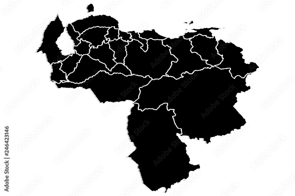 Mapa negro de Venezuela. Stock Vector | Adobe Stock