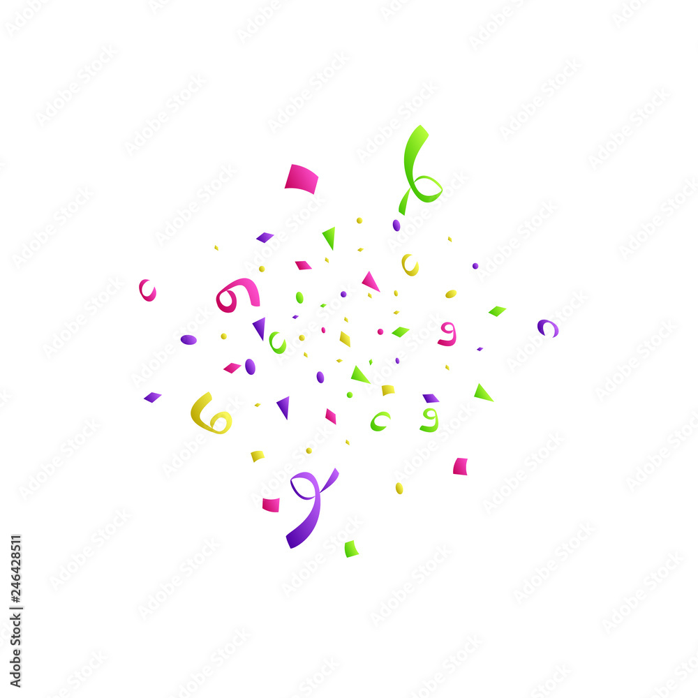 Colorful confetti burst isolated on white background. Festive template ...