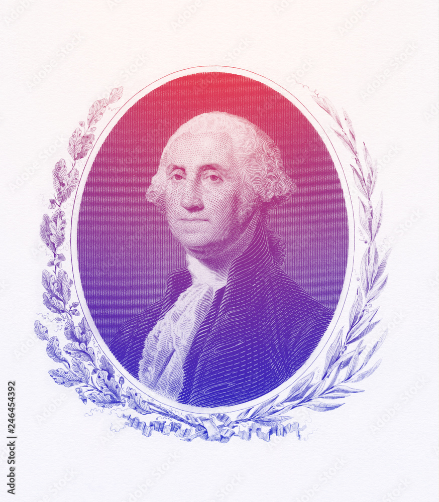 George Washington engraved illustration in line art. He was the ...