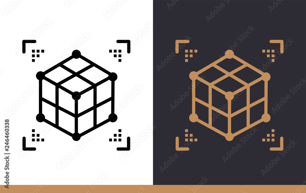 Vetor de Unique linear icon of Model preparation. 3D Printing, modeling ...