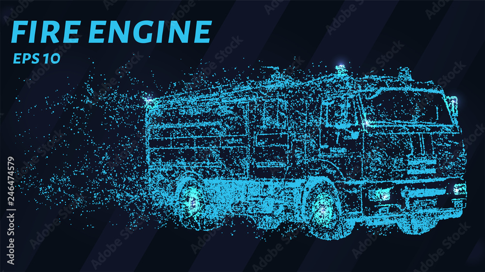 Fire engine. Glowing dots to create the shape of a fire truck. Stock ...