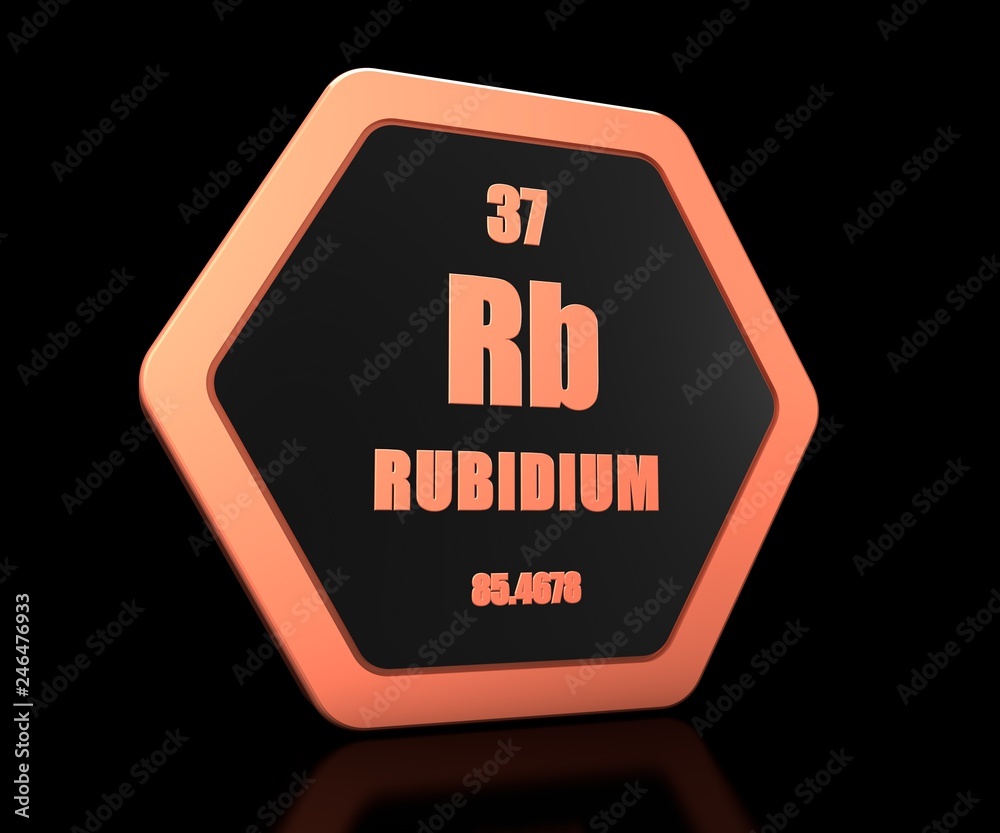 Rubidium chemical element periodic table symbol 3d render Stock ...