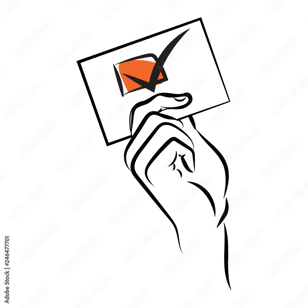 hand holding voting card isolated on white background. Vector ...