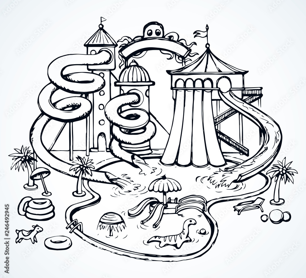 Aquapark. Vector drawing Stock Vector | Adobe Stock