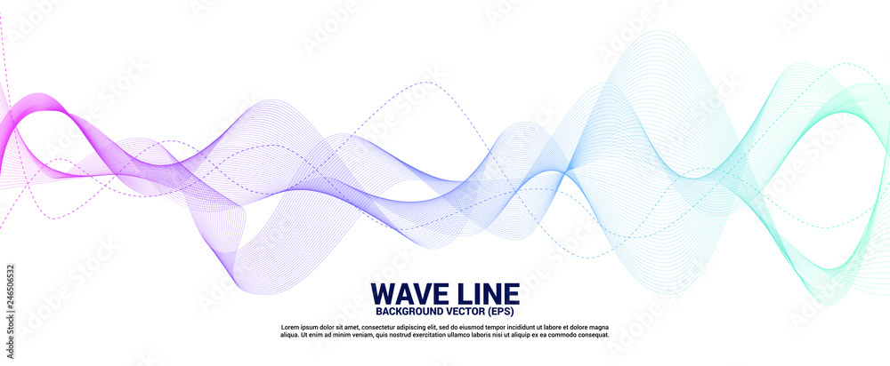 Blue and green Sound wave line curve on white background. Element for ...