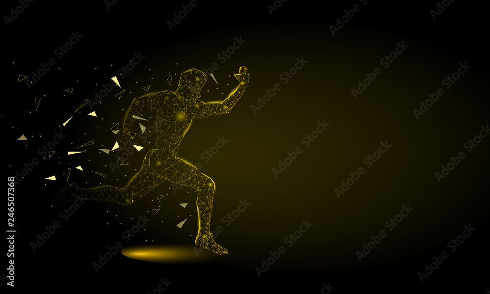 Abstract Sprinter futuristic background with low-poly, polygon and ...