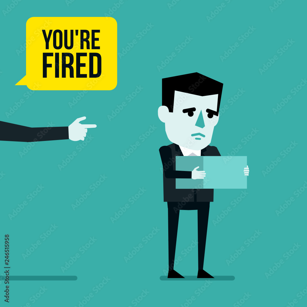 Employee gets fired from his work. Sad businessman holds box, hand ...