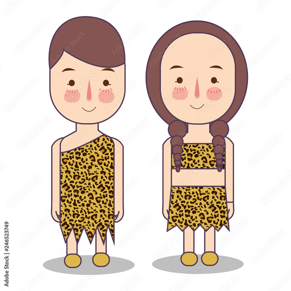 man and woman wearing tribal costume dress made of tiger leopard skin ...