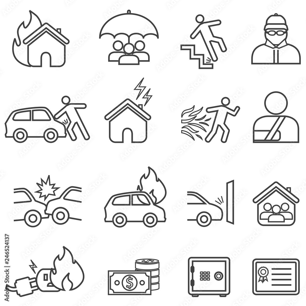 Insurance line icon set Stock Vector | Adobe Stock