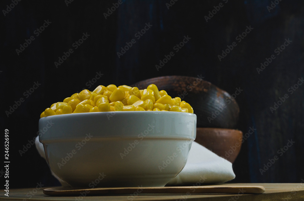 corn in a ceramic vessel and clay in the bottom of kitchen Stock Photo ...