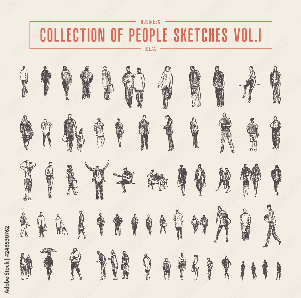 Collection of people sketches vector hand drawn Stock Vector | Adobe Stock
